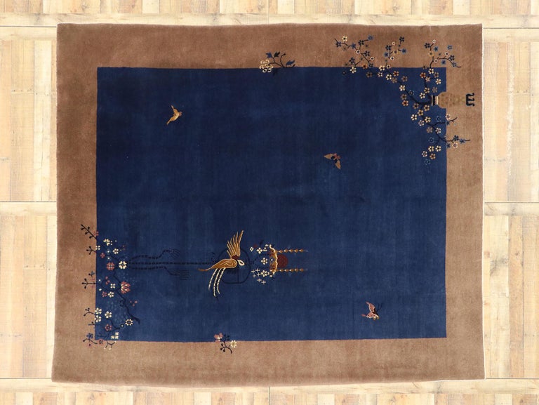 Antique Chinese Art Deco Rug with Ming Dynasty Style For Sale at 1stDibs