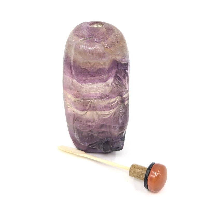 Antique Chinese Banded Amethyst Quartz Carved Boy Snuff Bottle Agate ...
