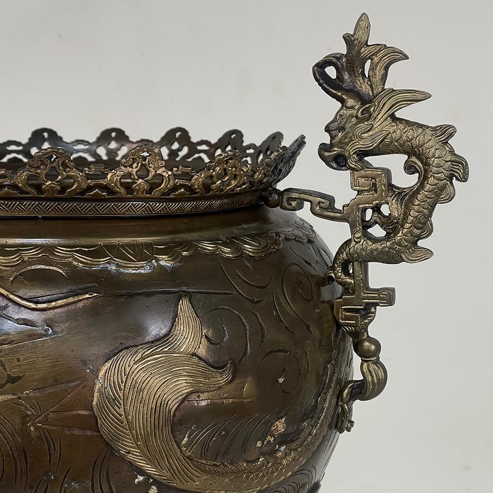 Antique Chinese Bronze Jardiniere, Decorative Planter For Sale at 1stDibs