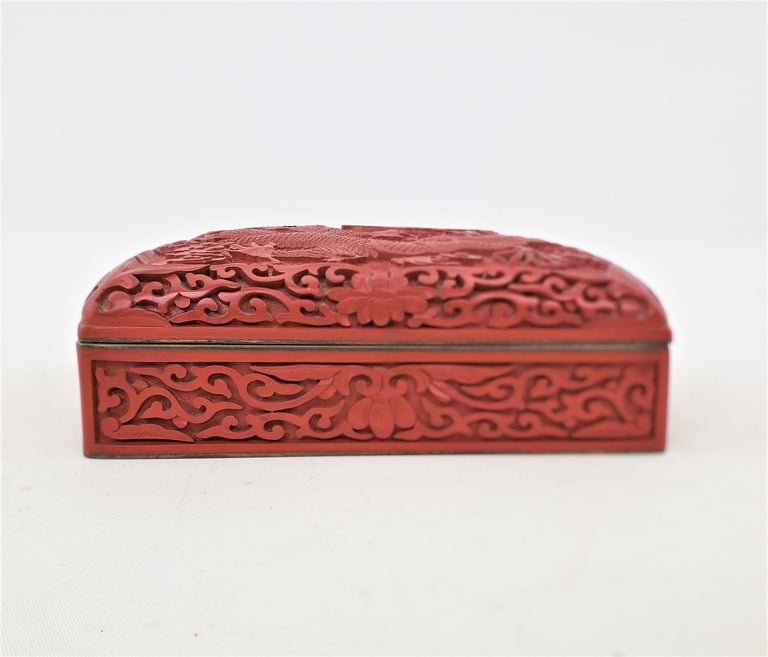 Antique Chinese Carved Cinnabar and Enamelled Box with Imperial Dragon ...