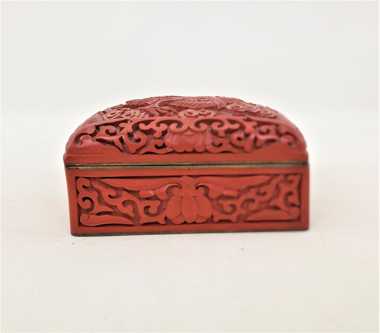 Antique Chinese Carved Cinnabar and Enamelled Box with Imperial Dragon ...