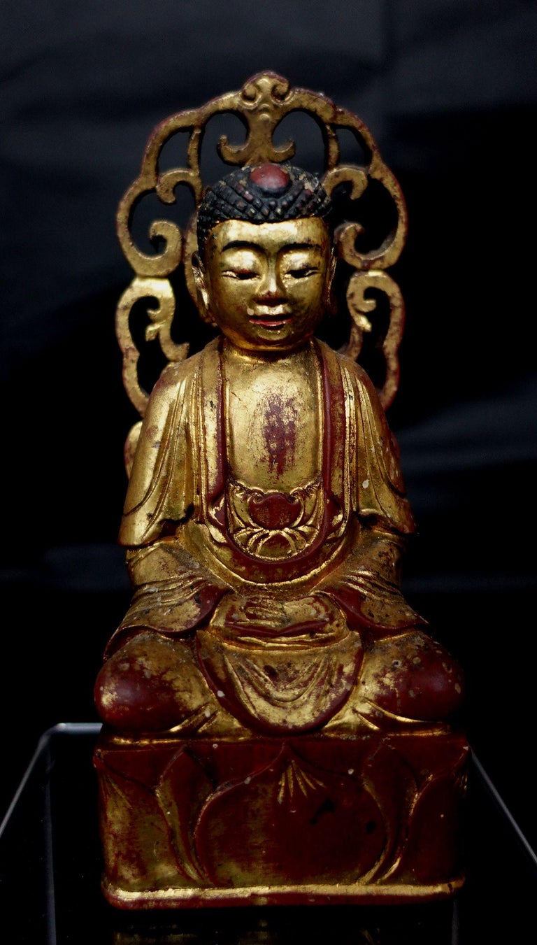 Antique Chinese Carved Gilt Buddha, 1800s, Ric.00040 For Sale at 1stDibs