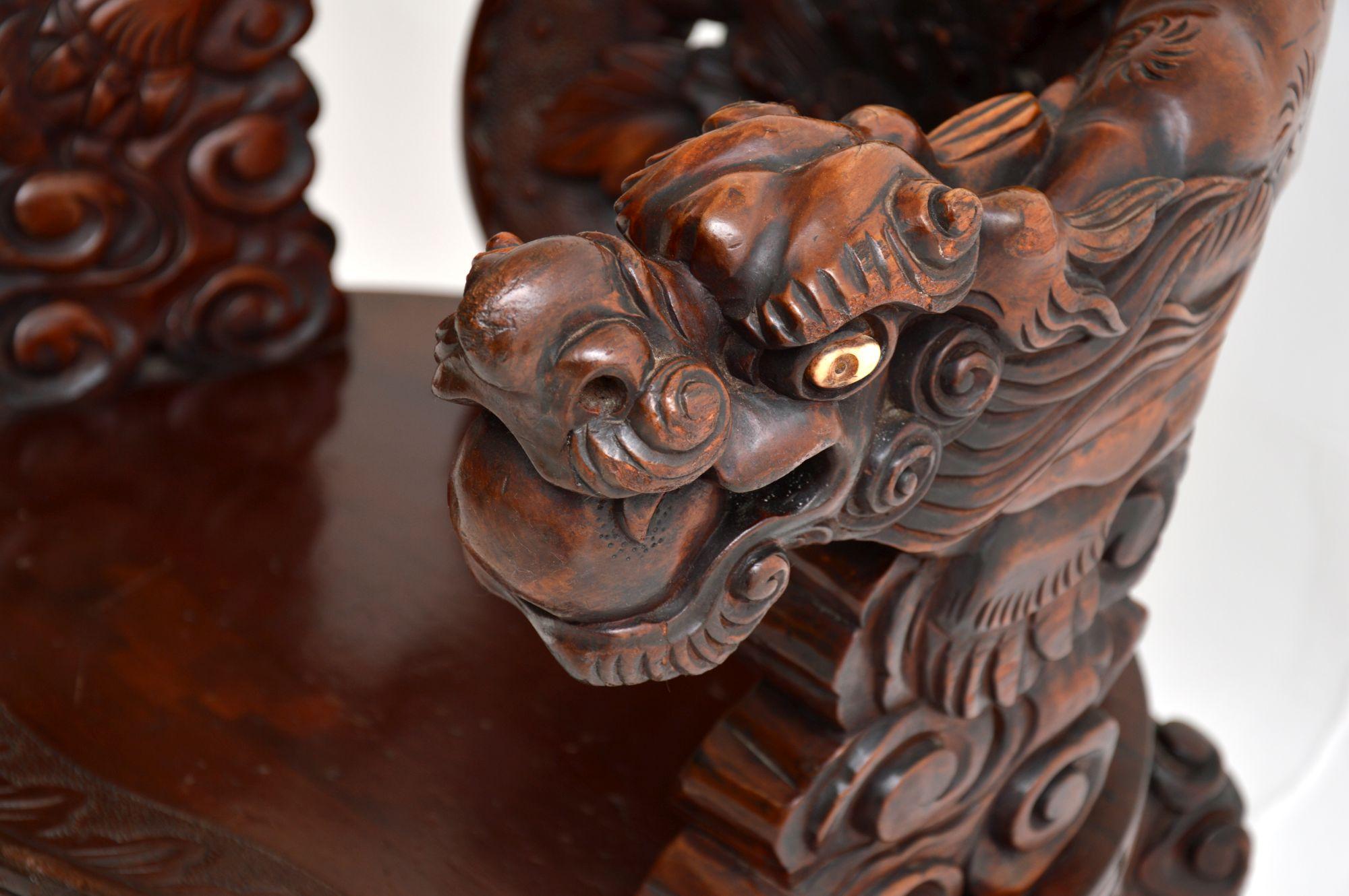 Antique Chinese Carved Hardwood Armchair at 1stDibs