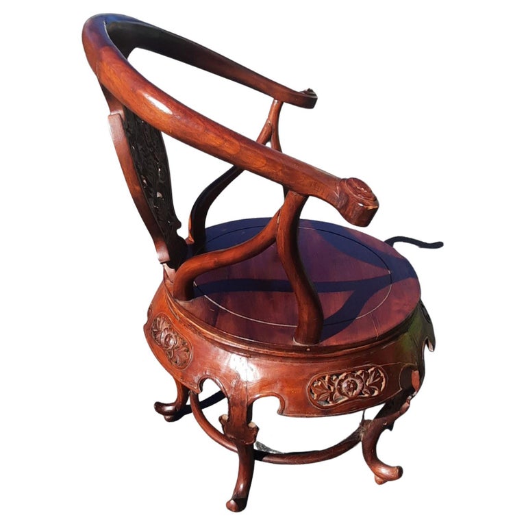 Antique Chinese Carved Hongmu Mahogany Arm Chairs, Circa 1960s, a Pair ...