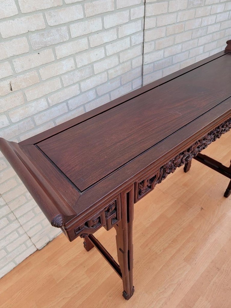 Antique Chinese Carved Ornate Rosewood Altar Console Table For Sale at ...