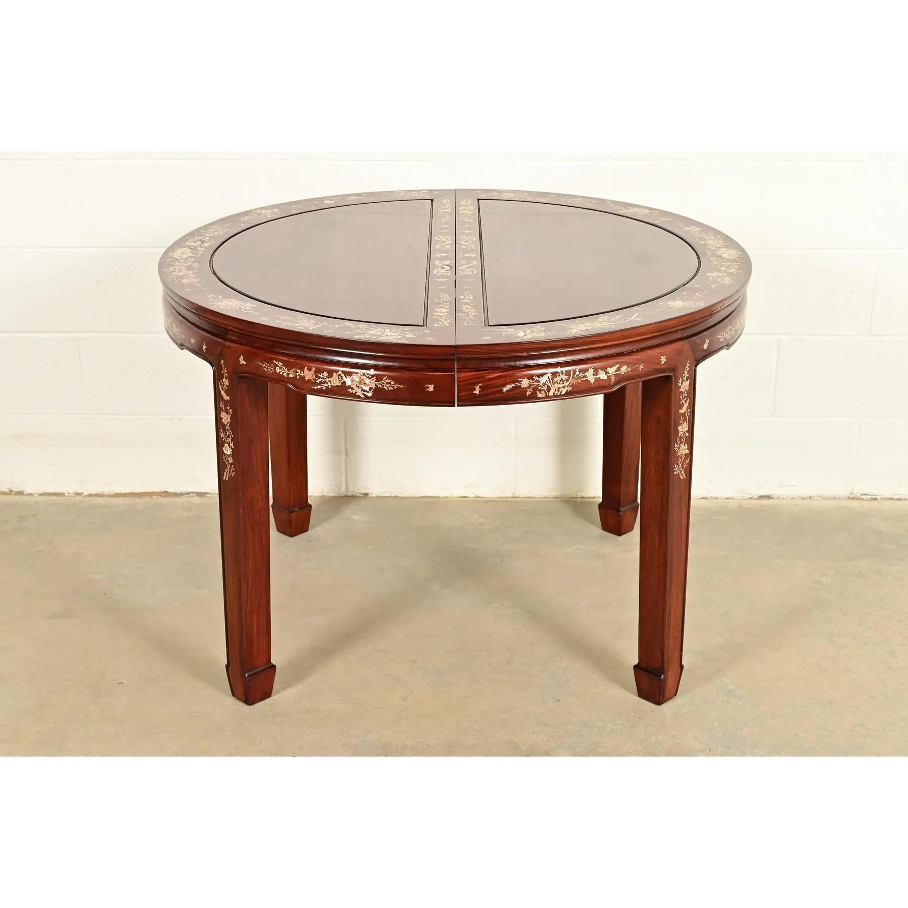 Antique Chinese Carved Rosewood Extension Dining Table For Sale at 1stDibs