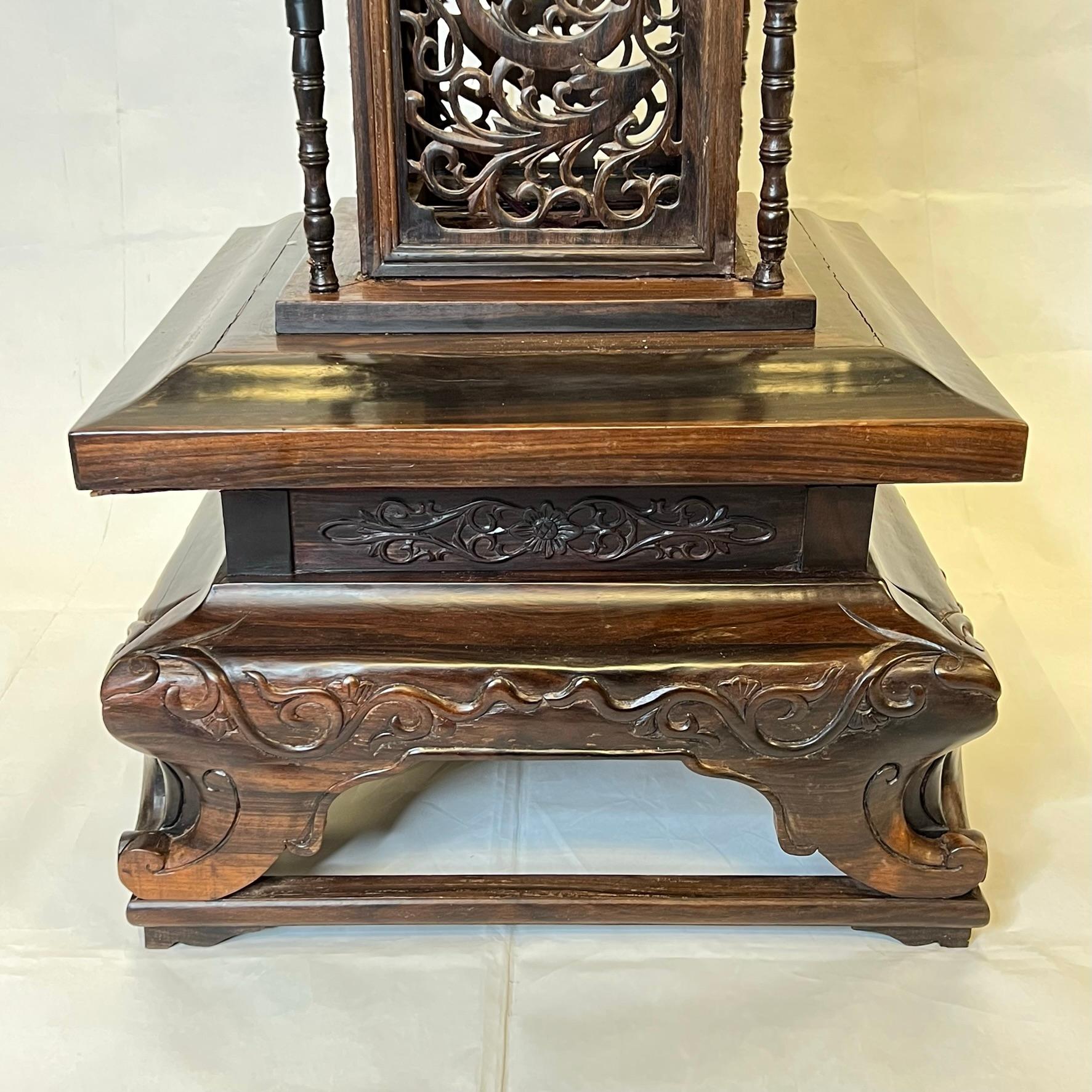 Antique Chinese Carved Rosewood Pagoda Form Floor Lamp For Sale at 1stDibs