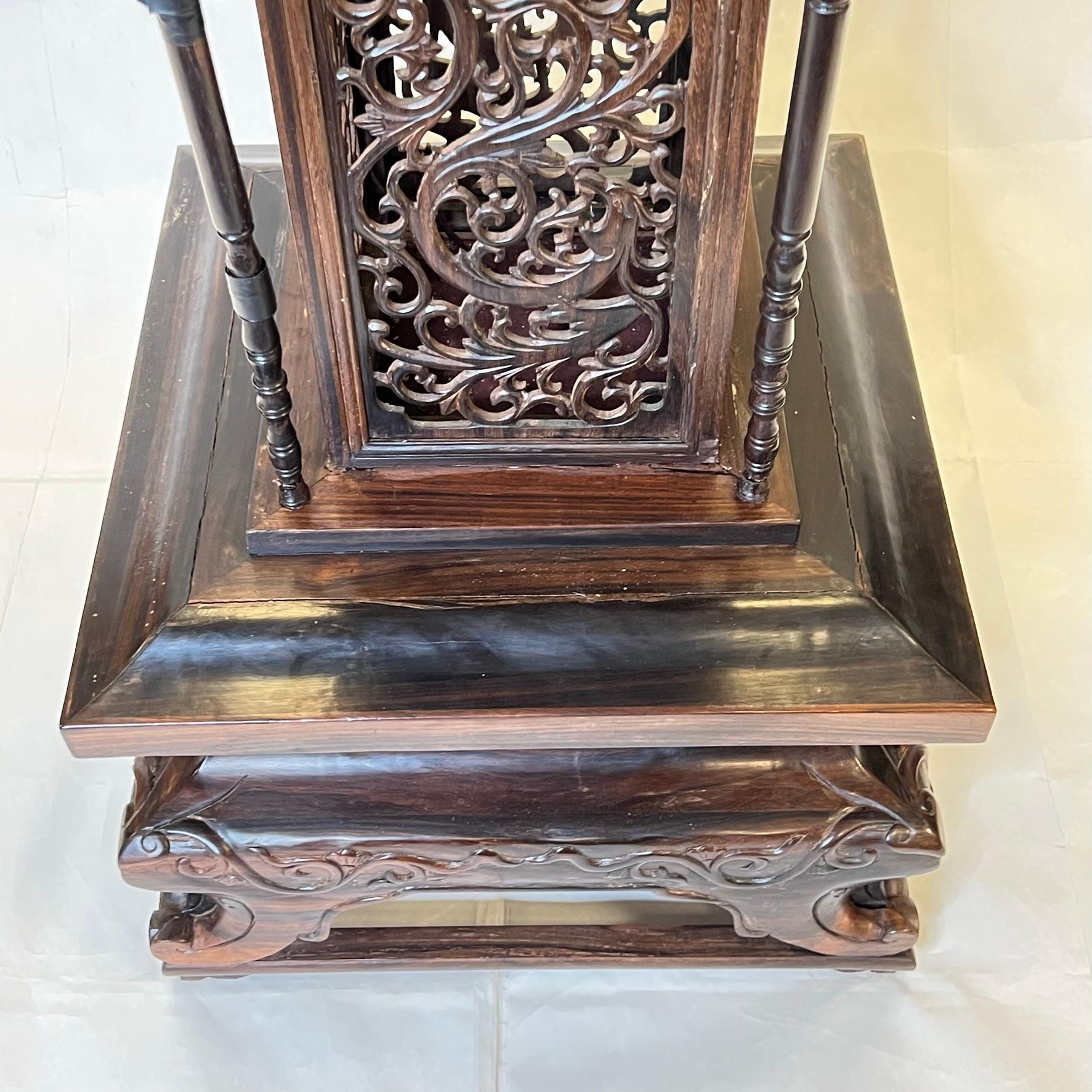 Antique Chinese Carved Rosewood Pagoda Form Floor Lamp For Sale at 1stDibs