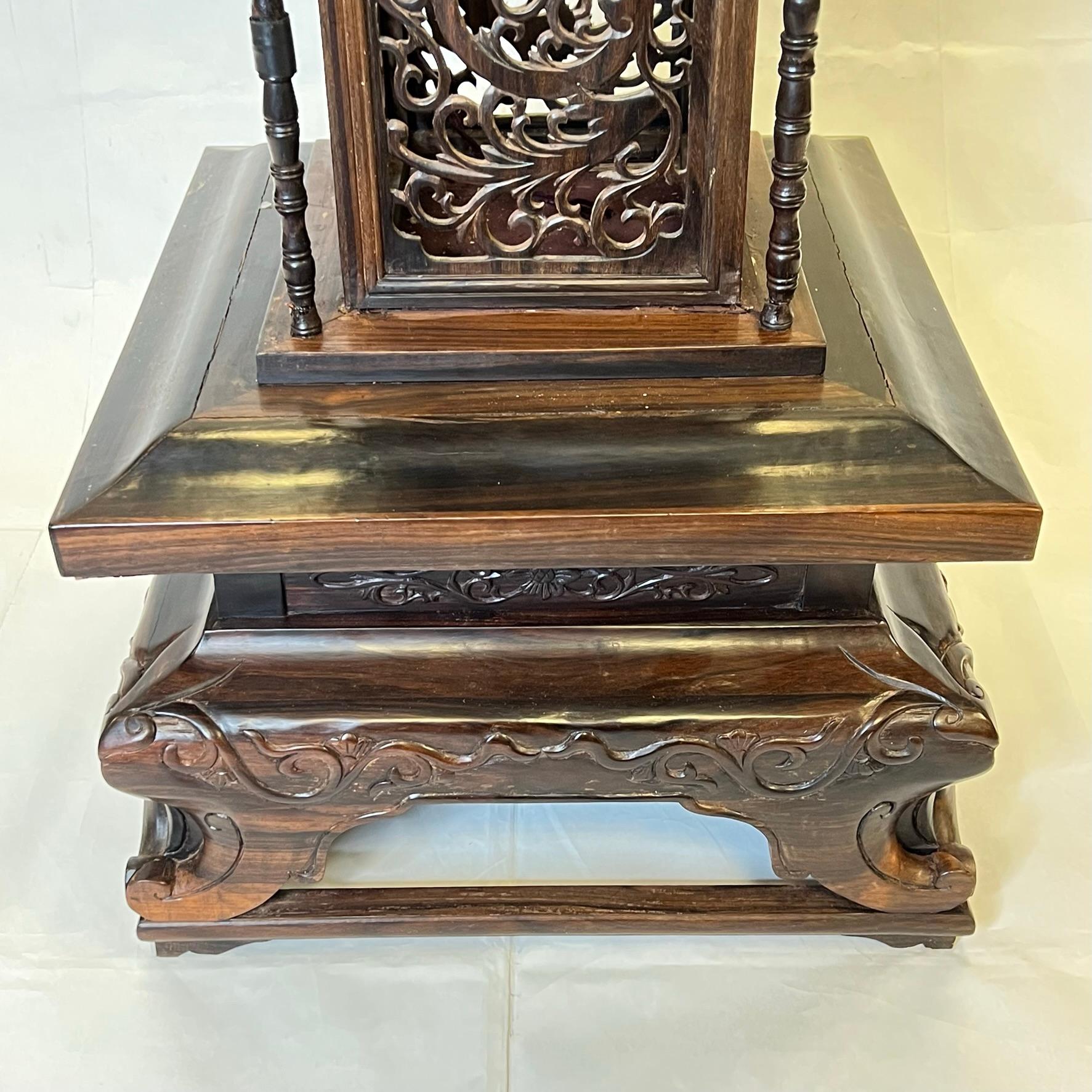 Antique Chinese Carved Rosewood Pagoda Form Floor Lamp For Sale at 1stDibs