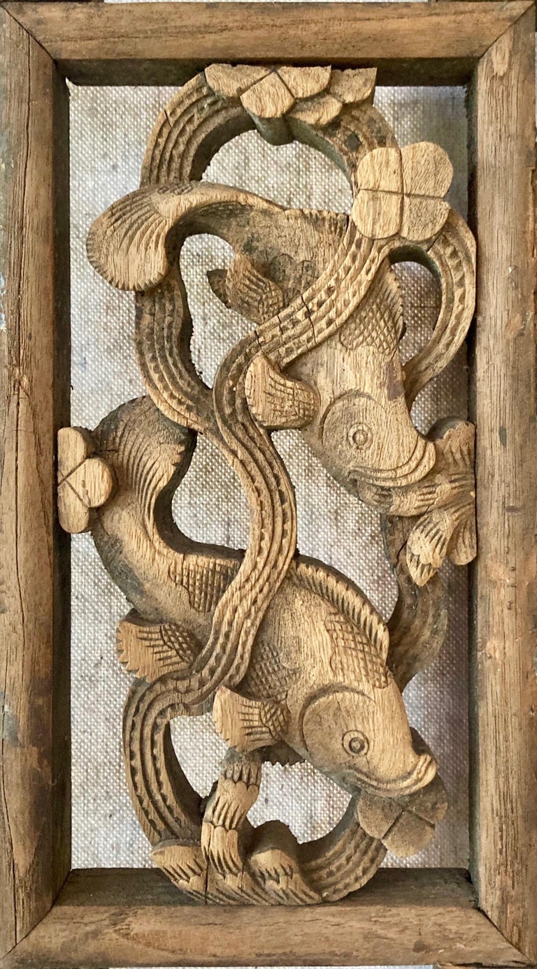 Antique Chinese Carved Wood Panel For Sale at 1stDibs