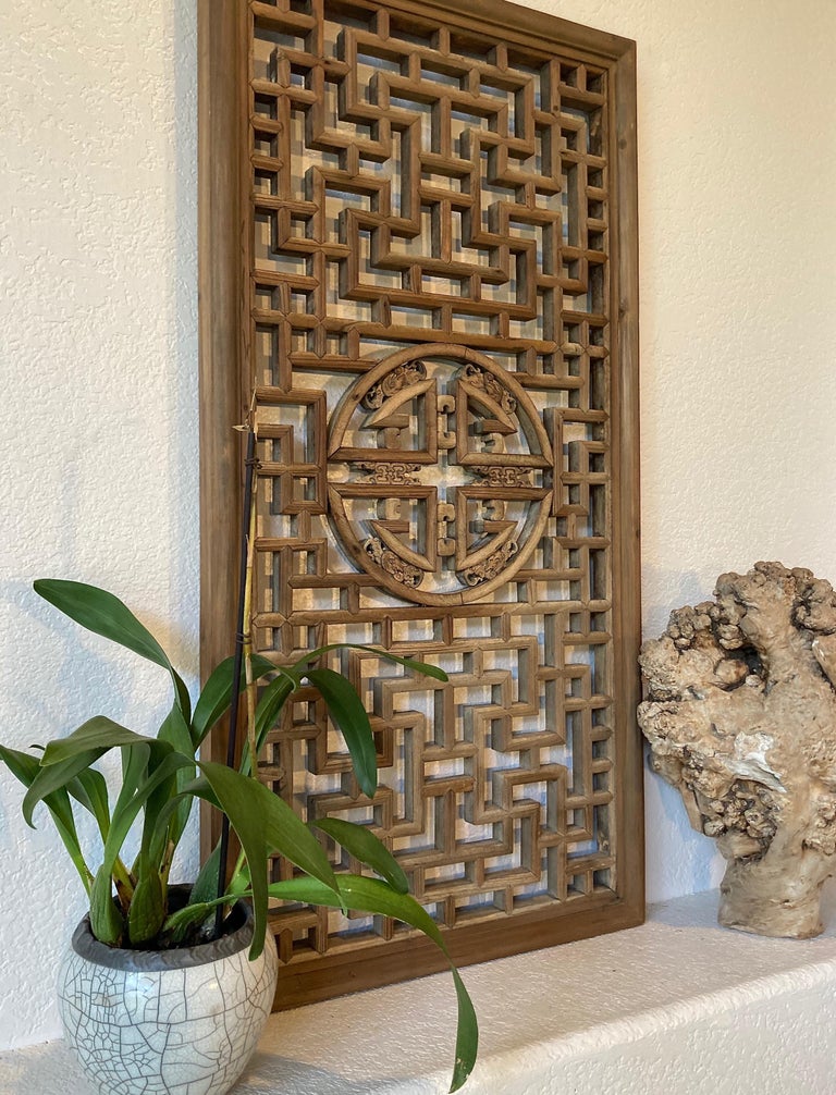 Antique Chinese Carved Wood Window Panel at 1stDibs