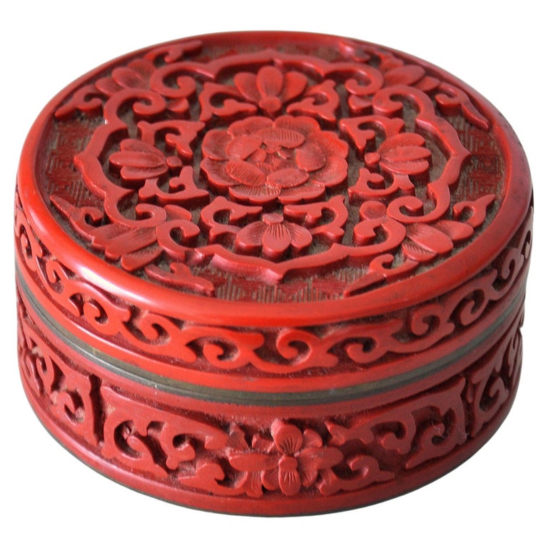 Antique Chinese Cinnabar, Brass and Enamel Box For Sale at 1stDibs