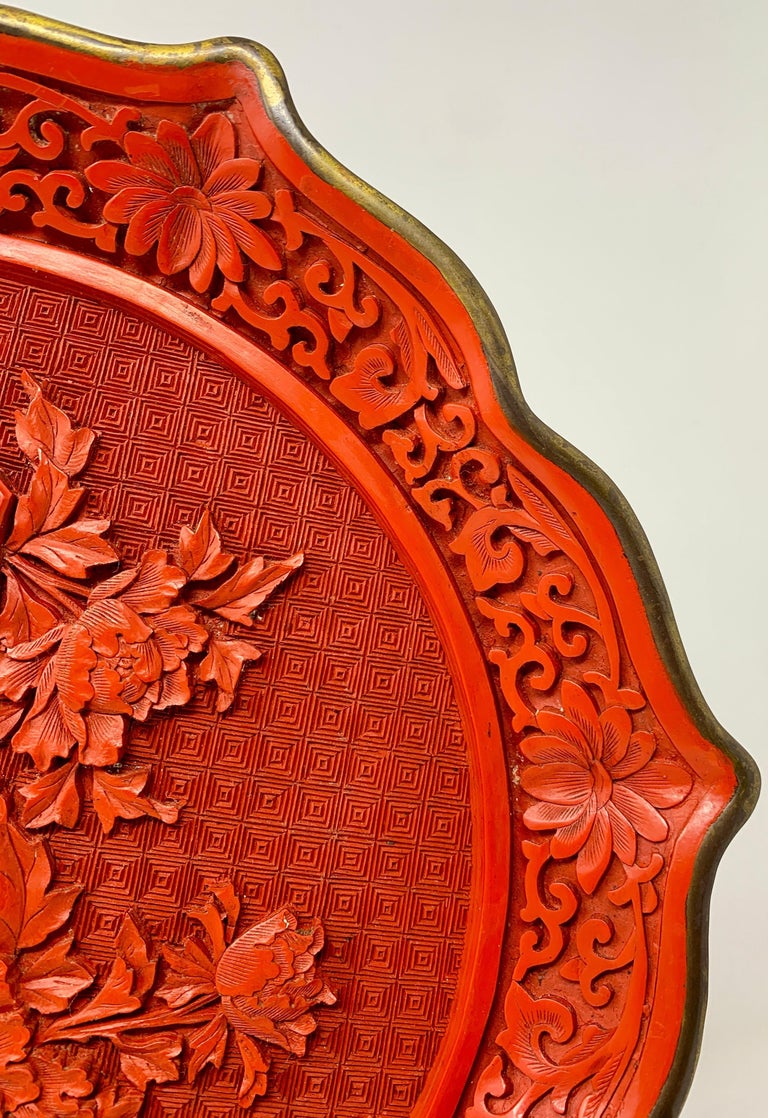 Antique Chinese Cinnabar Rare Red Lacquer Carved in Relief, circa 1890 ...