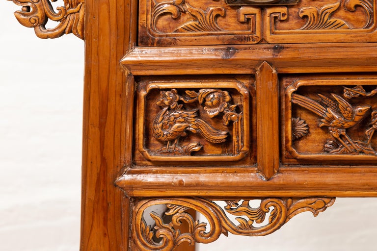 Antique Chinese Console Table with Hand Carved Décor of Birds and ...