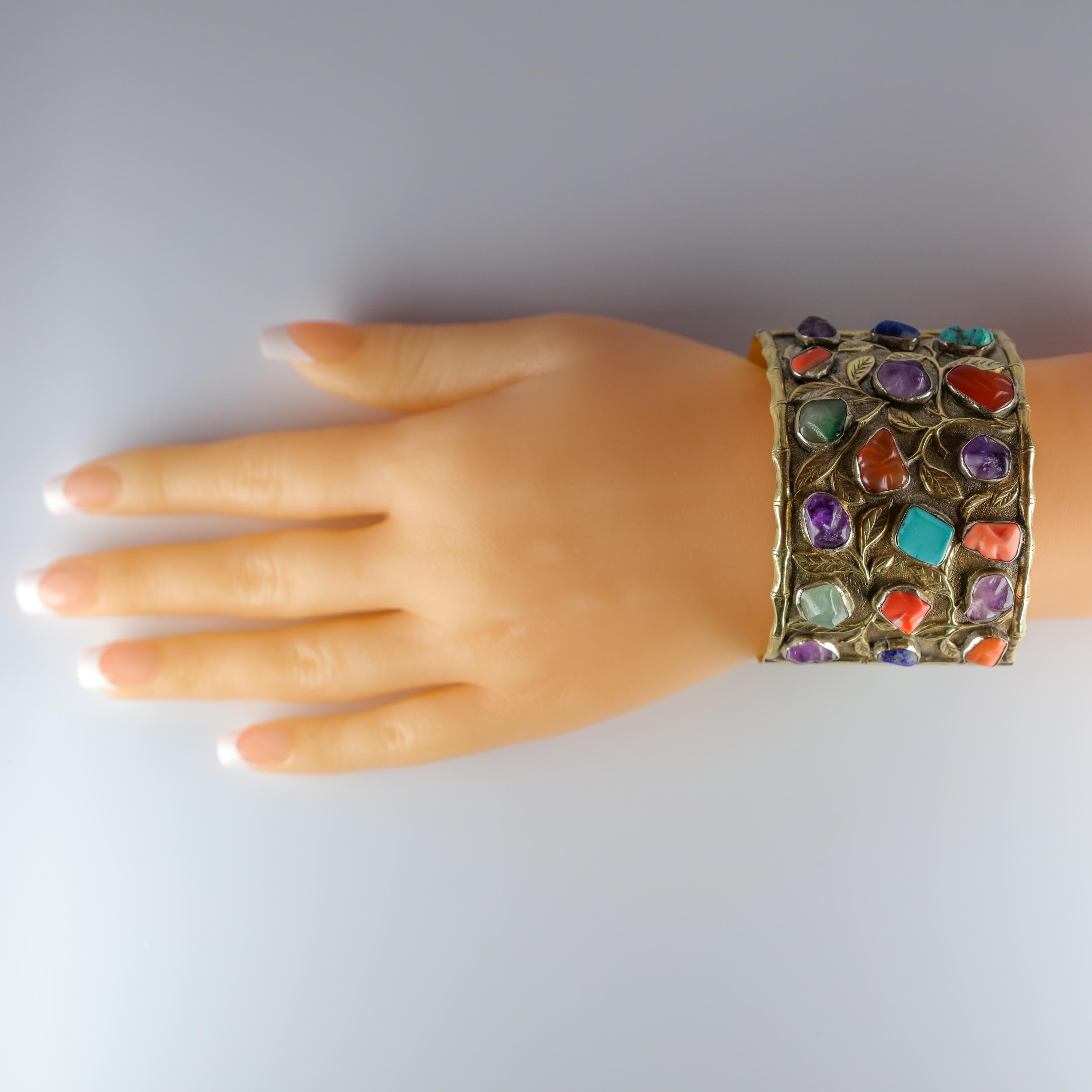 Antique Chinese Cuff Engraved and Gem Studded from Art Nouveau Era at ...