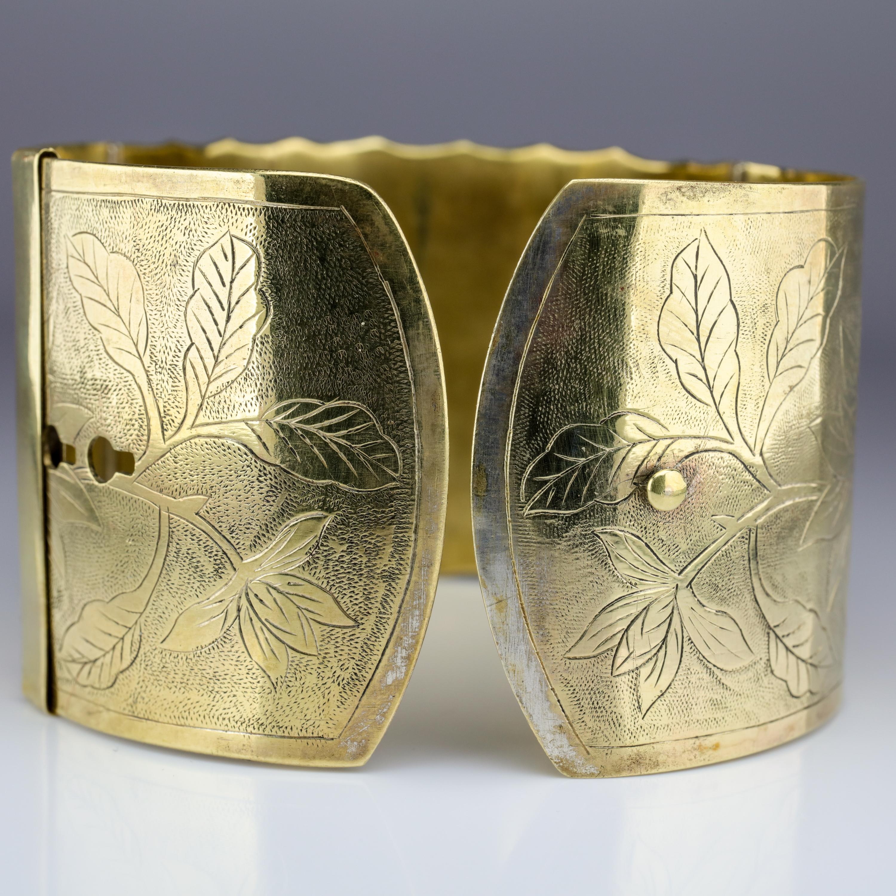 Antique Chinese Cuff Engraved and Gem Studded from Art Nouveau Era at ...