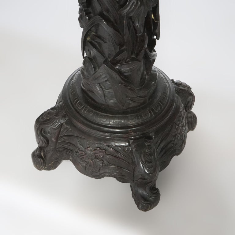 Antique Chinese Deeply Carved Hardwood Sculpture Display Pedestal, 19th ...
