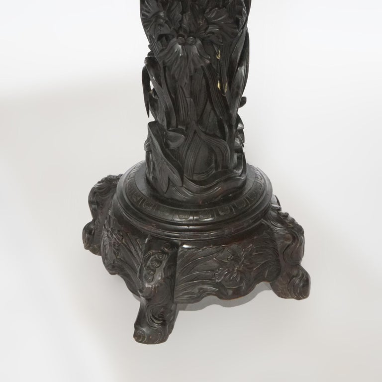 Antique Chinese Deeply Carved Hardwood Sculpture Display Pedestal, 19th ...
