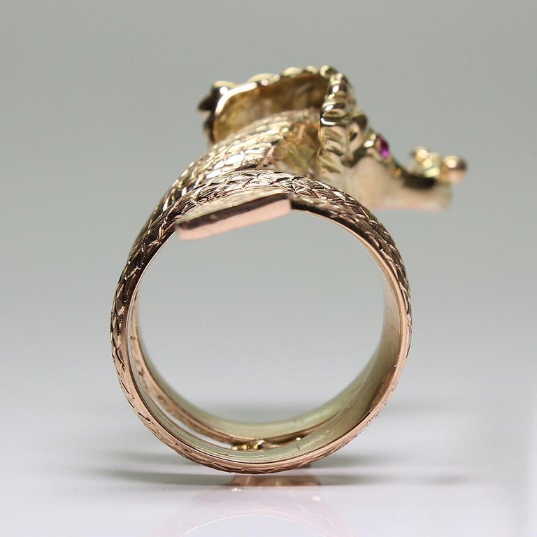 Antique Chinese Dragon 18 Karat Gold Ruby Ring at 1stDibs