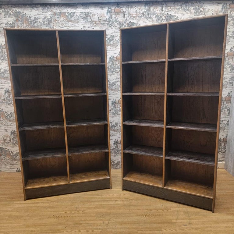 Vintage Chinese Elm Display Cabinet / Bookcase, Pair For Sale at 1stDibs