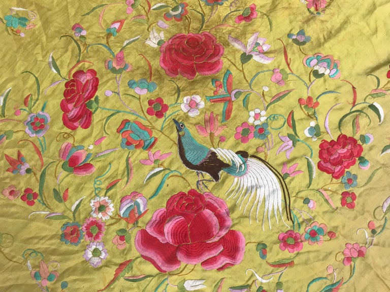 Antique Chinese Embroidery Shawl at 1stDibs