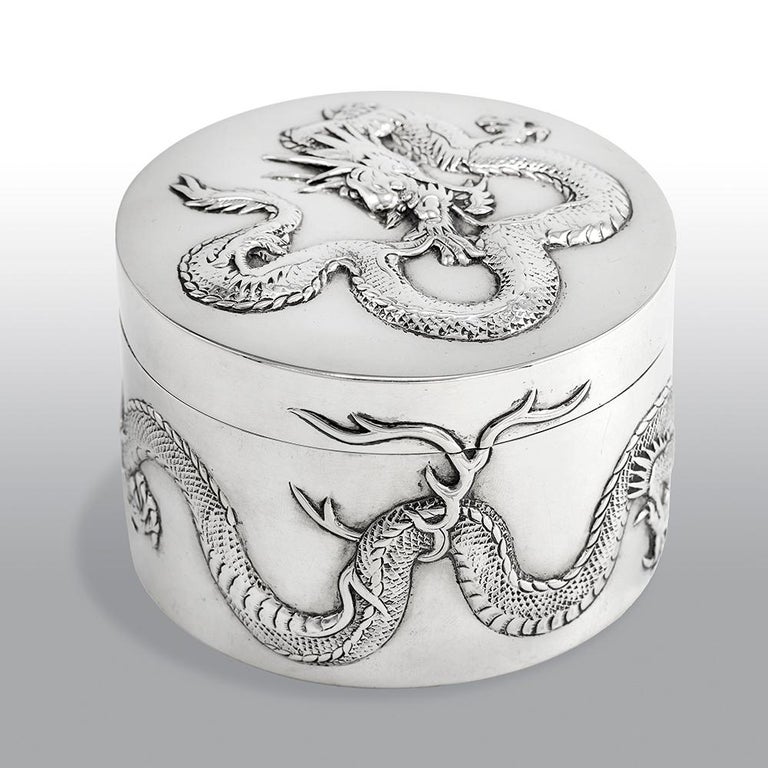 Antique Chinese Export 19th Century Solid Silver Box at 1stDibs