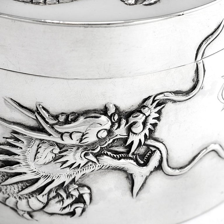Antique Chinese Export 19th Century Solid Silver Box at 1stDibs
