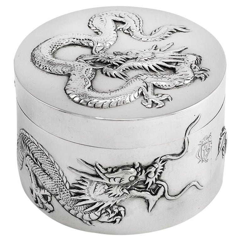 Antique Chinese Export 19th Century Solid Silver Box at 1stDibs