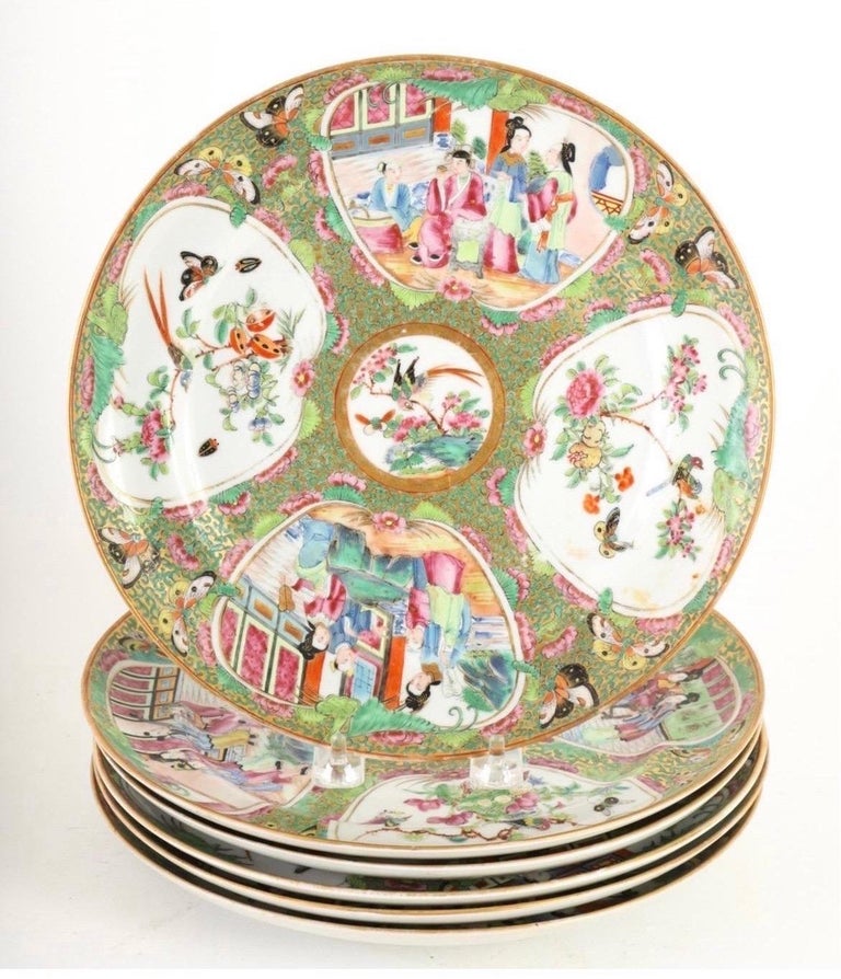 Antique Chinese Export Famille Rose Medallion 10” Porcelain Dinner ...