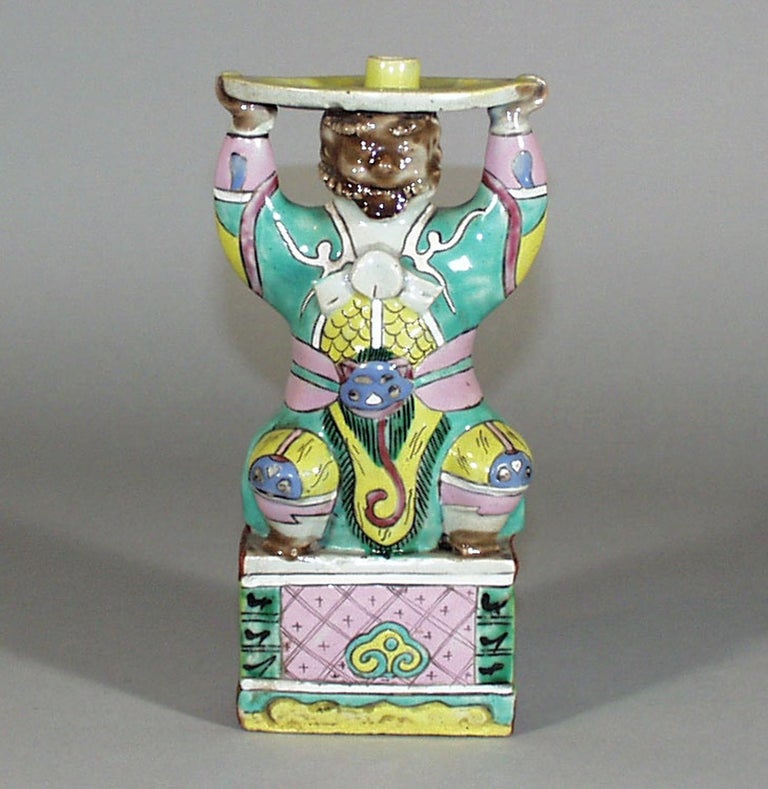 Antique Chinese Export Incense Holder in Form of a Mythical Male Figure ...