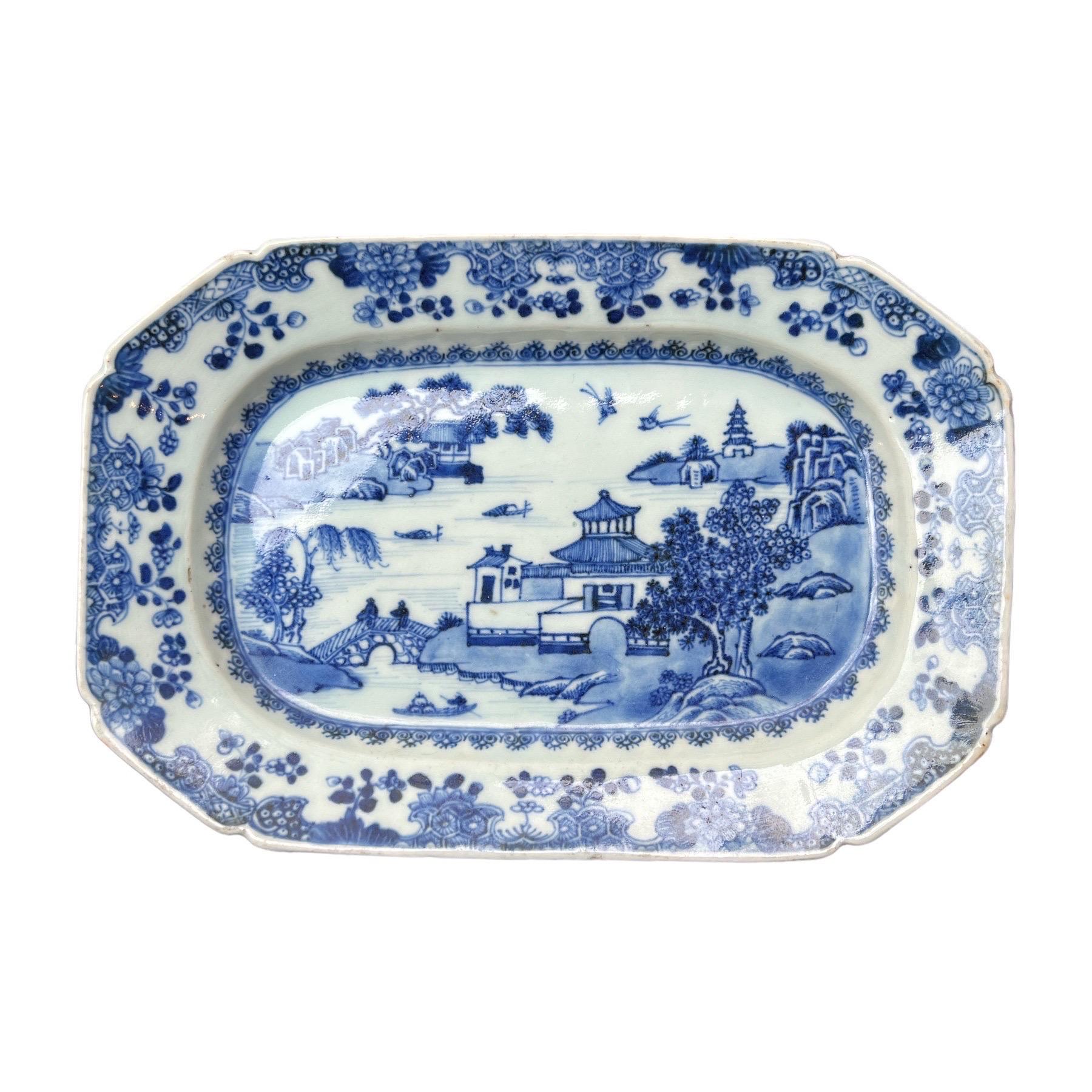 Antique Chinese Export Porcelain Blue White Platter Qianlong Period ...