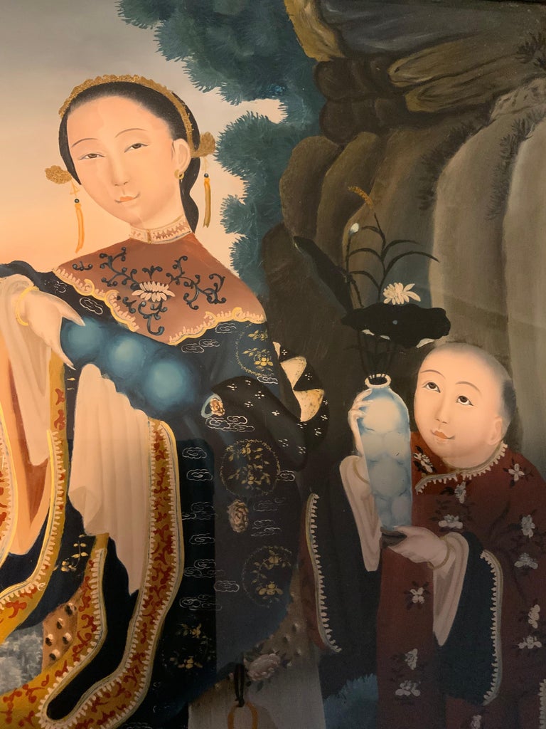 Antique Chinese Export Reverse Painting For Sale at 1stDibs