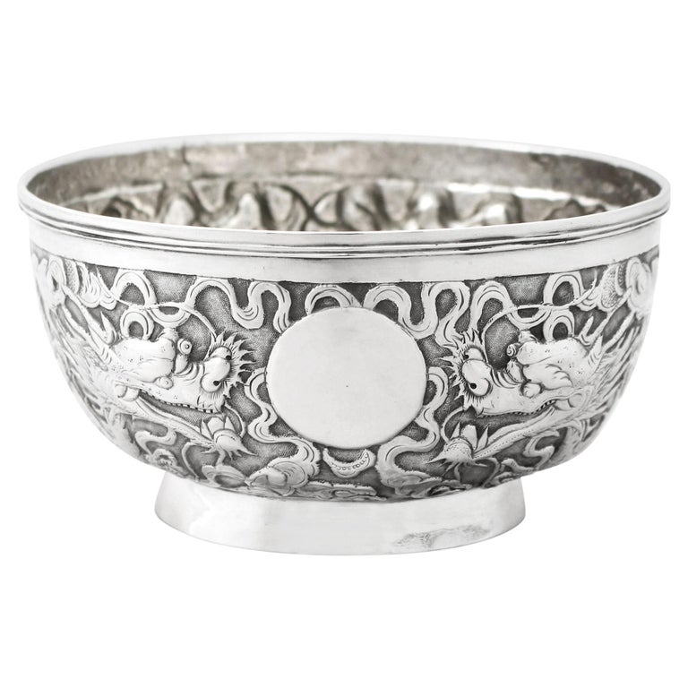 Taylor and Company Antique Chinese Export Silver Bowl For Sale at 1stDibs