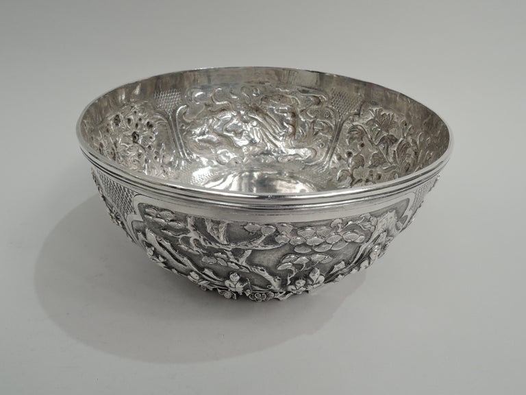 Antique Chinese Export Silver Bowl by Wang Hing For Sale at 1stDibs