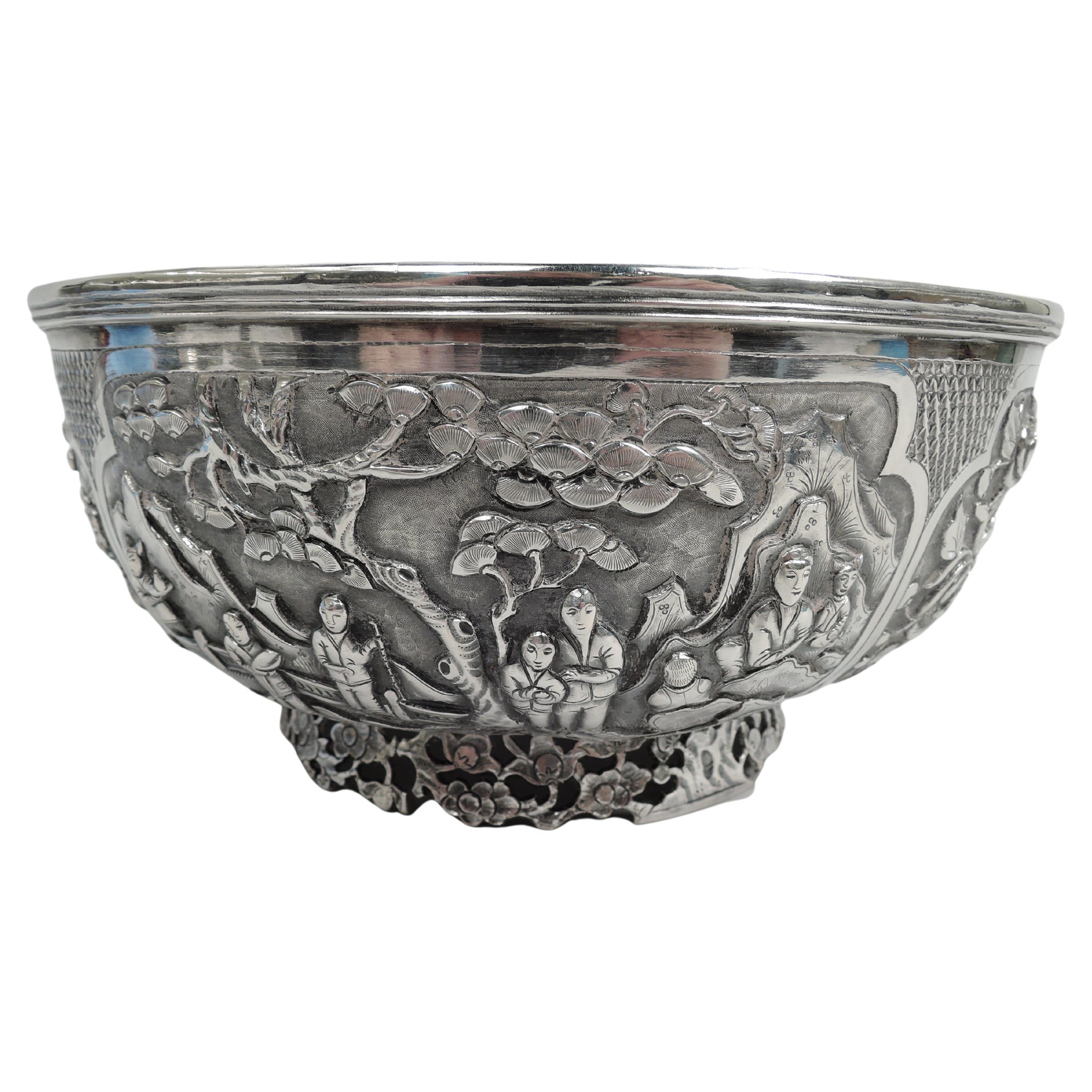 Chinese Export Silver Bowl For Sale at 1stDibs