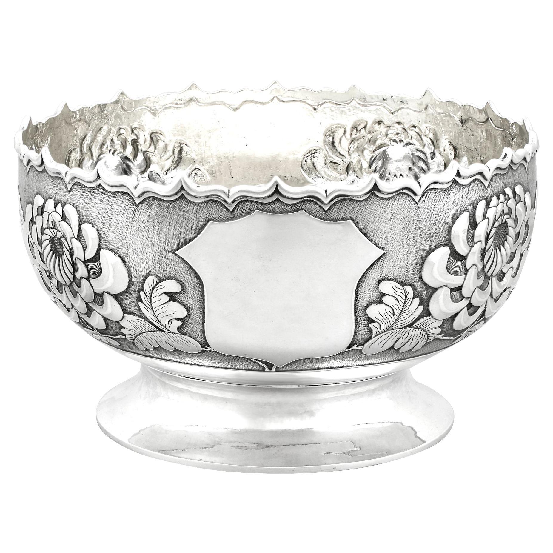Antique Chinese Export Silver Dragon Bowl Circa 1900 at 1stDibs