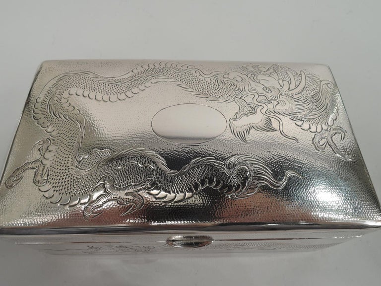 Antique Chinese Export Silver Dragon Box For Sale at 1stDibs