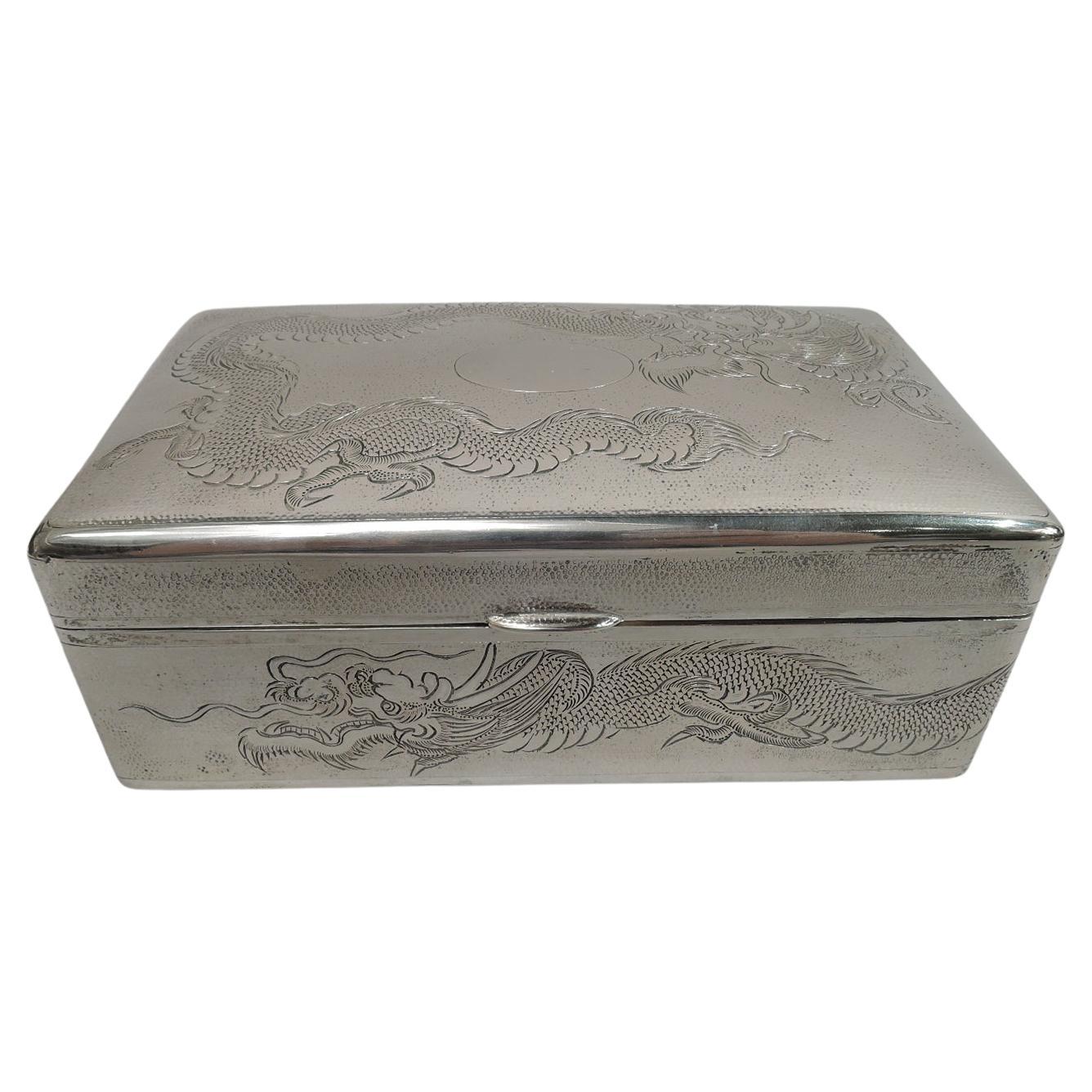 Antique Chinese Export Sterling Silver Dragon Box, 1912 For Sale at 1stDibs