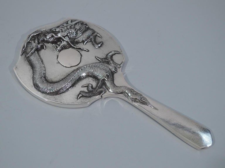 Antique Chinese Export Silver Dragon Lady Vanity Set For Sale at 1stDibs
