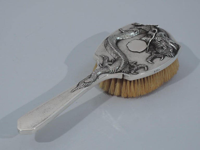 Antique Chinese Export Silver Dragon Lady Vanity Set For Sale at 1stDibs