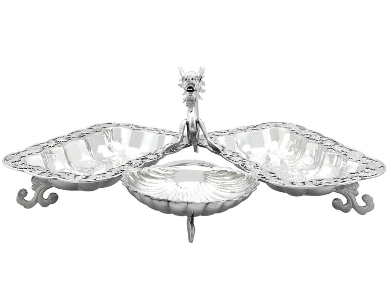 Antique Chinese Export Silver Hors D'oeuvre Dish For Sale at 1stDibs
