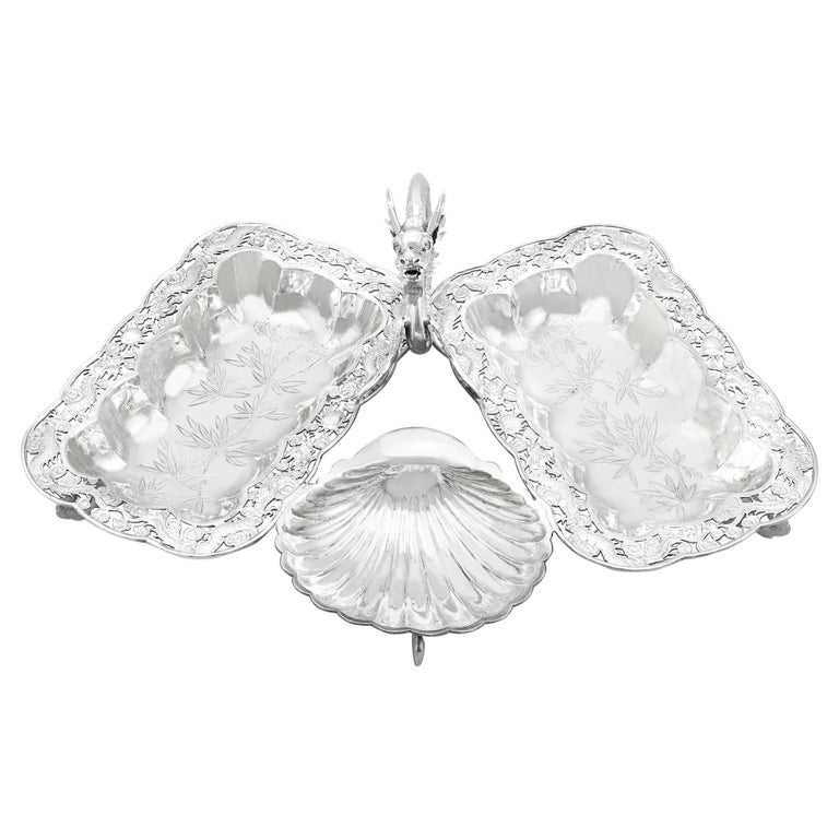 Antique Chinese Export Silver Hors D'oeuvre Dish For Sale at 1stDibs