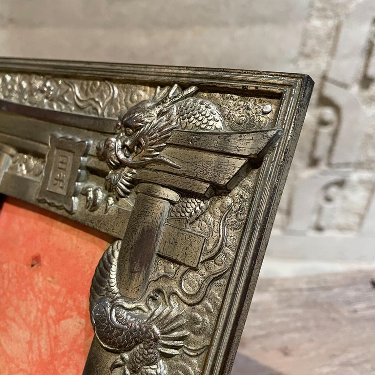 Antique Chinese Export Silver Picture Frame Serpent Dragon Design ...