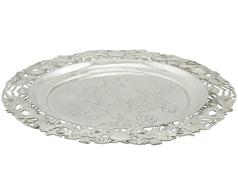 20th Century Antique Chinese Export Silver Salver by Wing Fat Circa ...