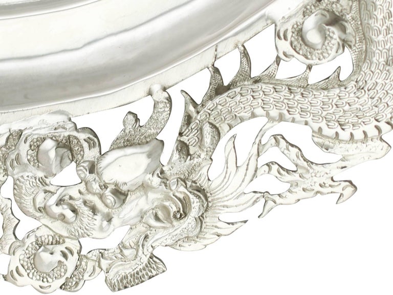 20th Century Antique Chinese Export Silver Salver by Wing Fat Circa ...
