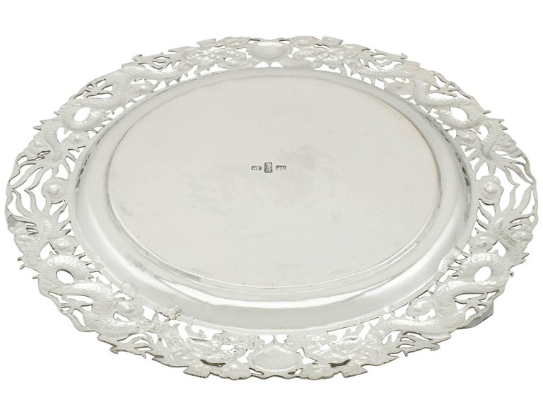 20th Century Antique Chinese Export Silver Salver by Wing Fat Circa ...