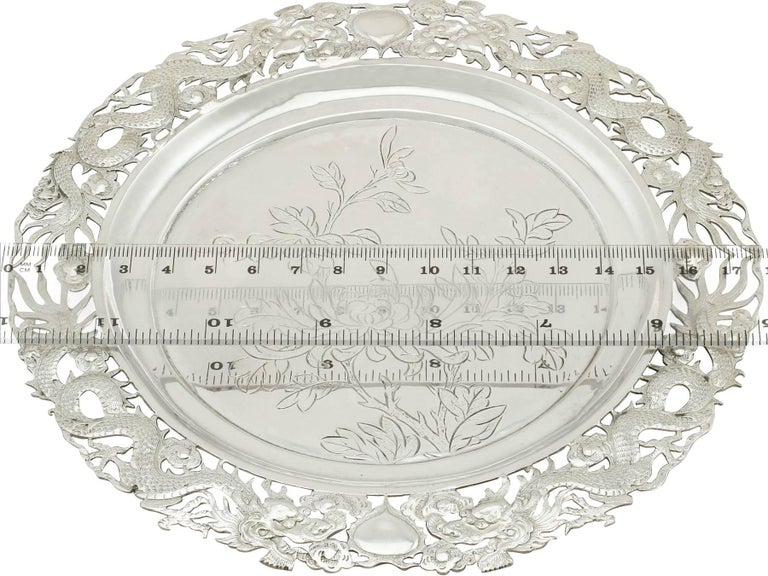 20th Century Antique Chinese Export Silver Salver by Wing Fat Circa ...