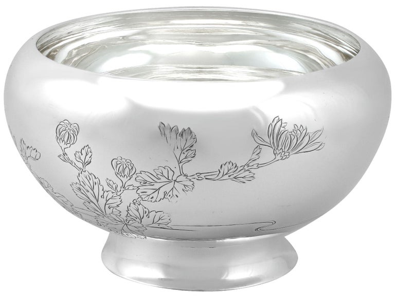 Antique Japanese Silver Serving Bowl For Sale at 1stDibs