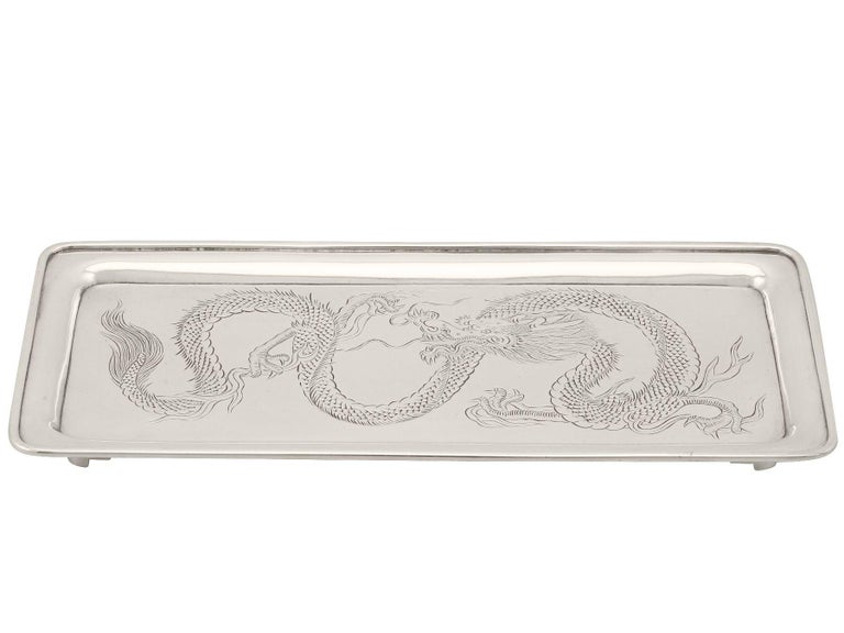 Antique Chinese Export Silver Tray circa 1890 For Sale at 1stDibs