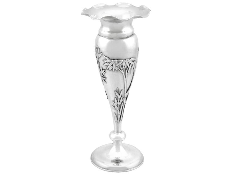 Antique Chinese Export Silver Vases by Wang Hing and Co For Sale at 1stDibs